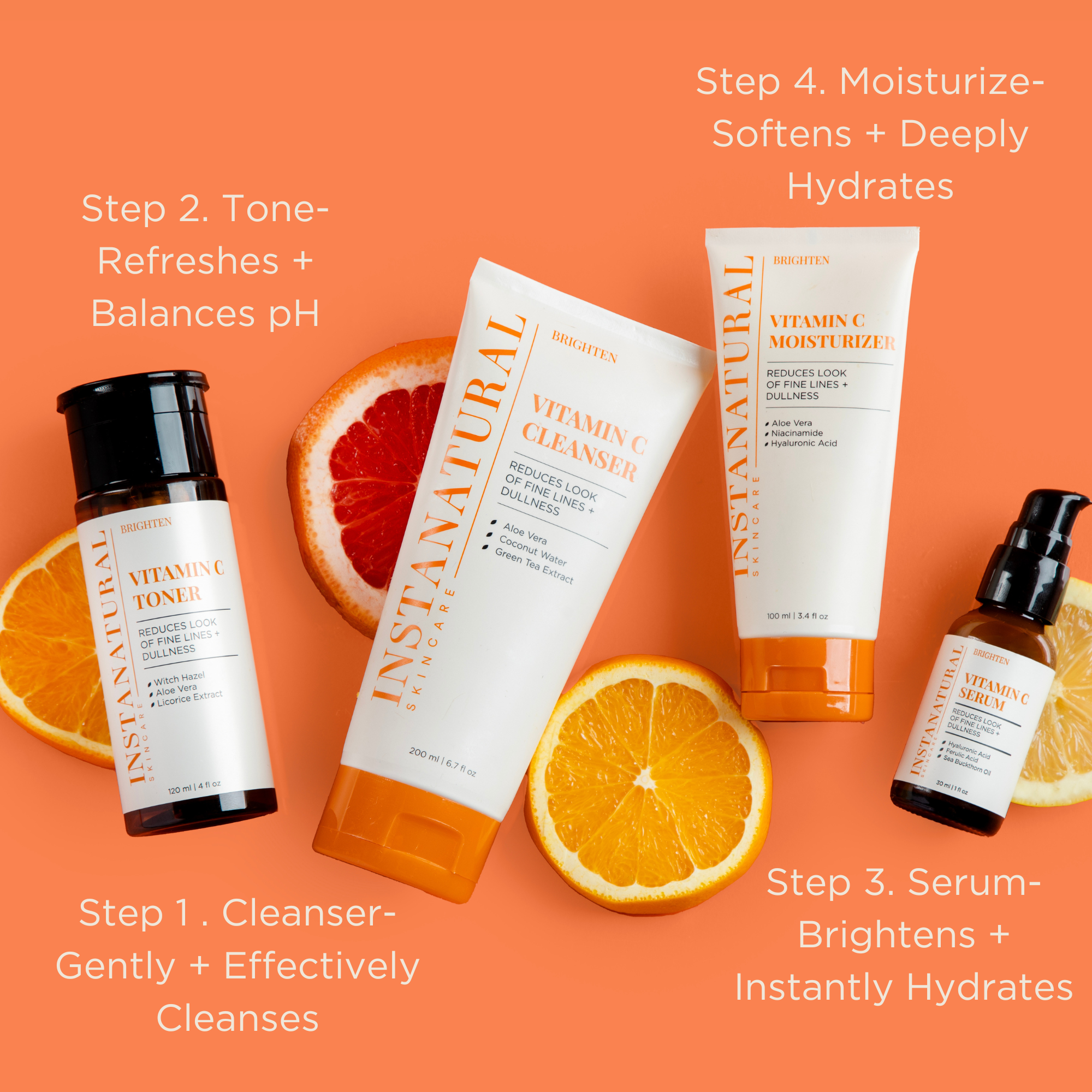 Vitamin C Four Step Skin Care Kit– InstaNatural